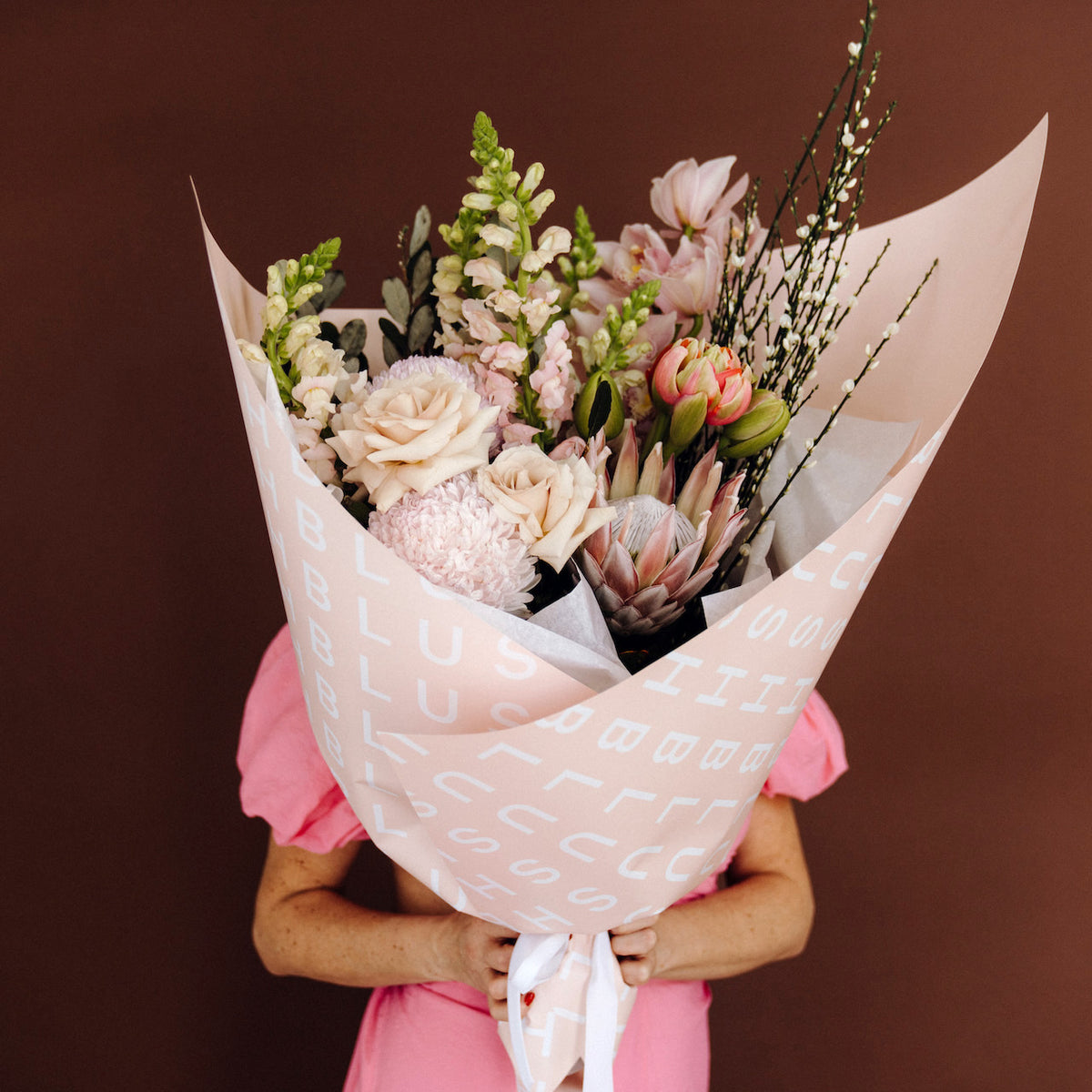 Luxe Pastel Wrap Bouquet – BLUSH